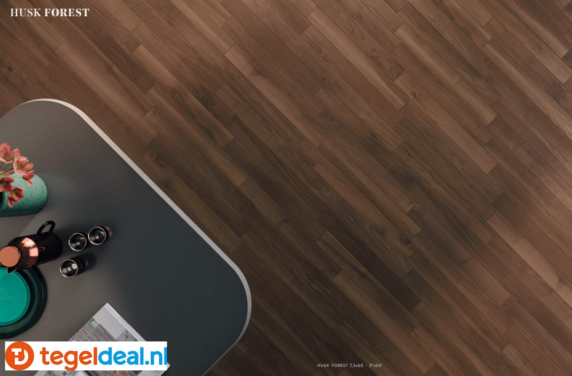 Houtlook vloertegels Supergres Husk Forest, 7,5 x 60 cm: Deze serie Husk van Supergres bestaat ...